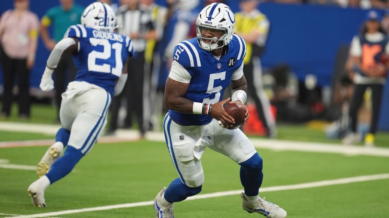 Colts no arriesgarán al quarterback suplente Anthony Richardson - ESPN