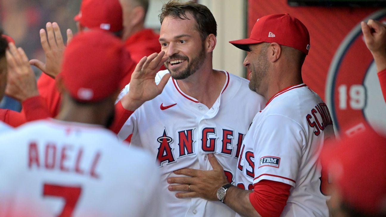 Angels' Trey Mancini 3-for-4 in 1st major league game since 2023 - ESPN
