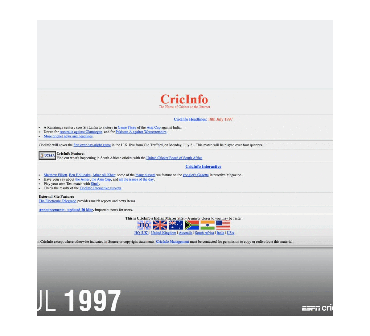 We've lived cricket for three decades, alongside you - ESPN