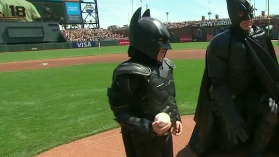 Batkid throws out 1st pitch for Giants - ABC7 New York