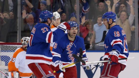 Rangers score 3 in 3rd period to seize opener vs. Flyers - ABC7 Los Angeles