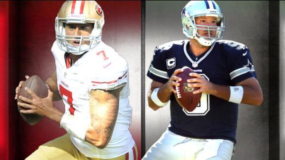 Colin Kaepernick, 49ers capitalize on Tony Romo's 3 interceptions ...