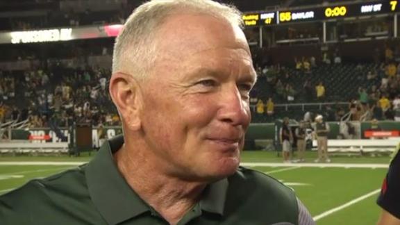 Kendal Briles coaches Baylor with dad Art's initials on hands - ABC7 ...