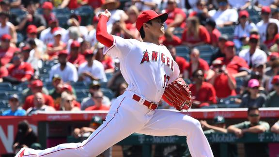 Shohei Ohtani gives up 1 hit in 7 shutout innings in home debut - ABC7 ...