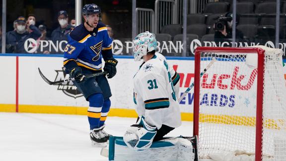 Perron scores in overtime to lift Blues past Sharks, 3-2 - ABC7 San ...