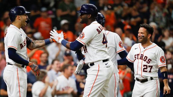 Álvarez hits 2 HRs, drives in 5 runs as Astros beat A's 9-6 - ABC13 Houston