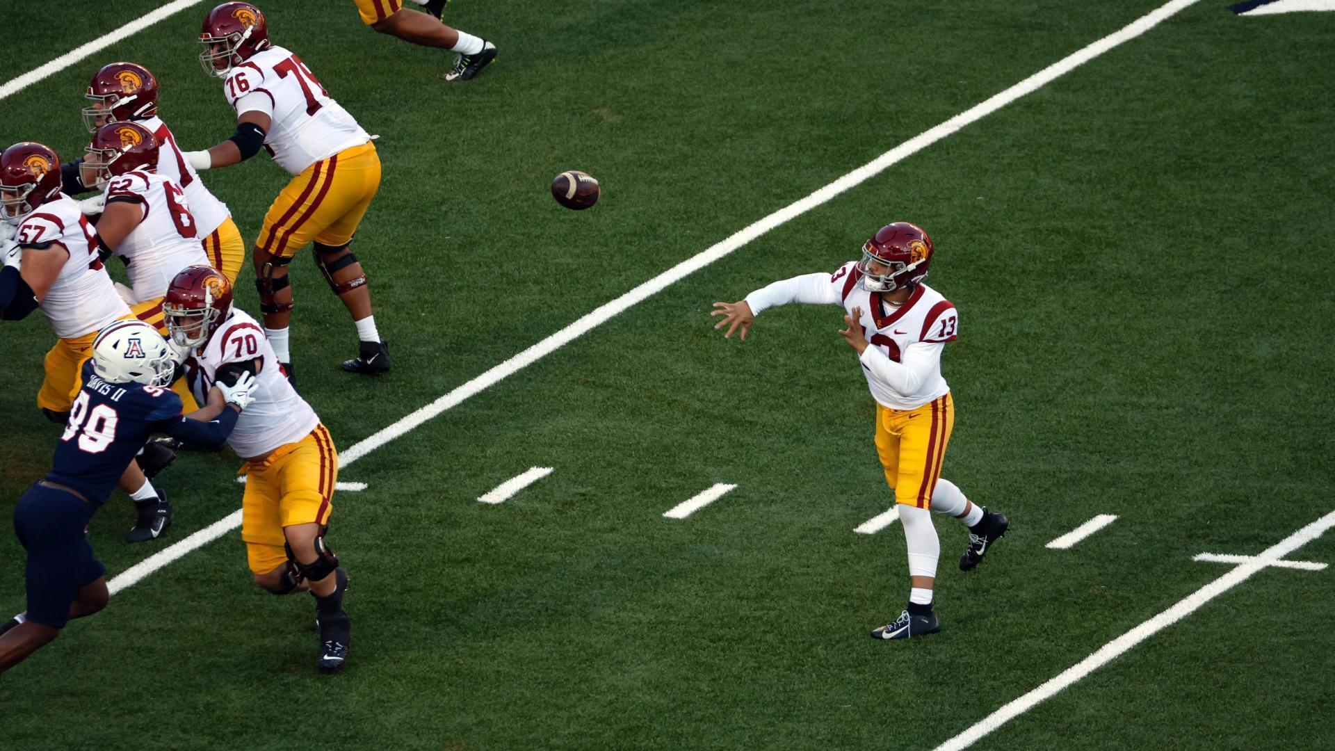 Williams throws for 5 TDs, No. 10 USC outlasts Arizona - ABC7 Los Angeles