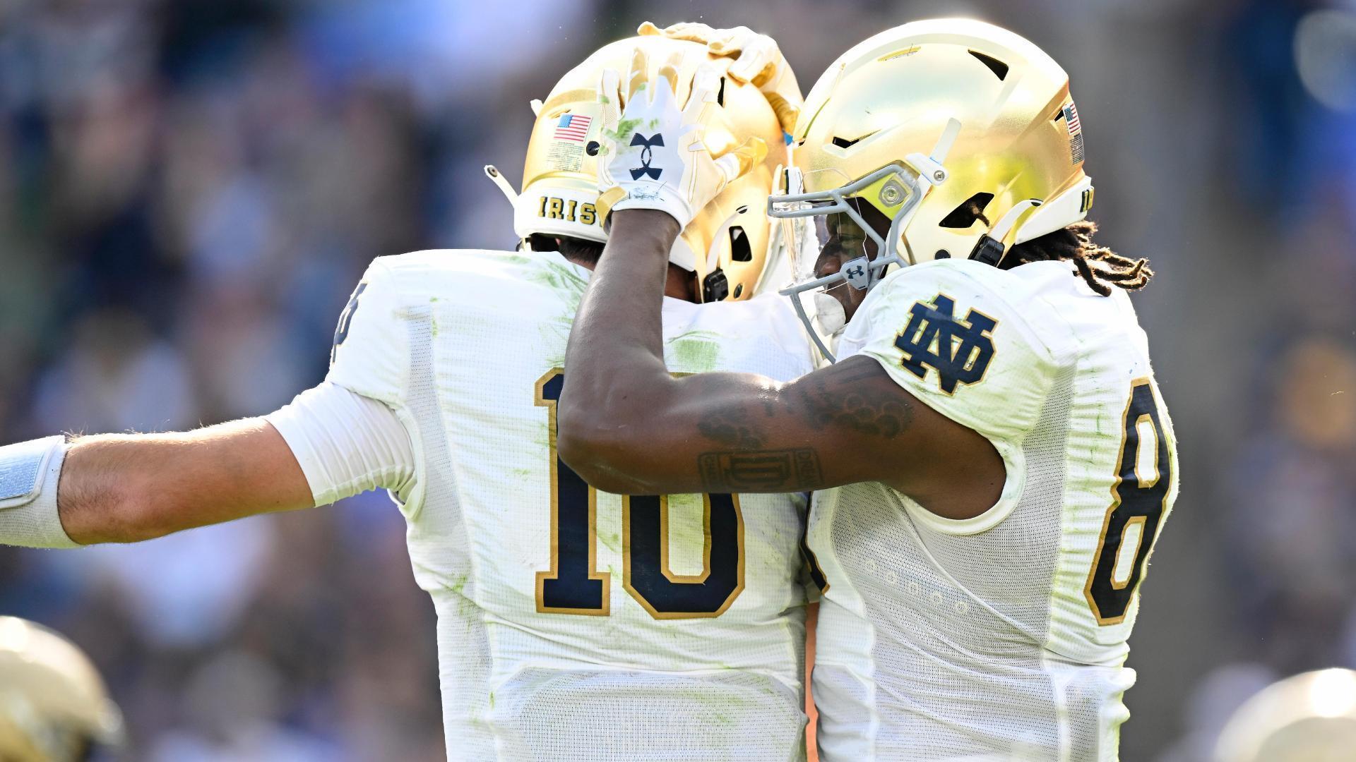 Lenzy makes super catch as No. 20 Notre Dame tops Navy 35-32 - ABC7 Chicago