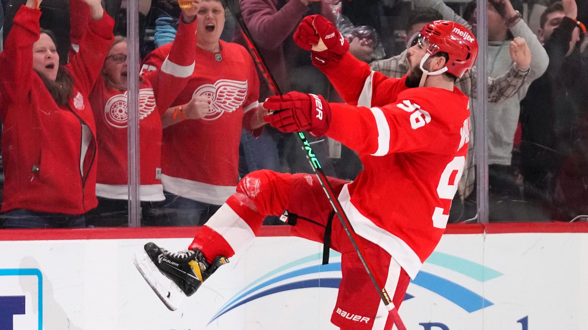 Jake Walman scores late goal, Red Wings beat Hurricanes 3-2 - ABC11 ...