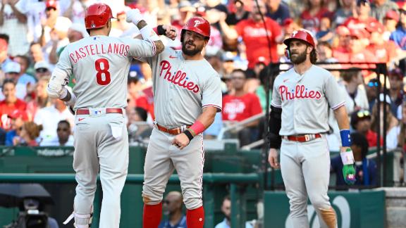 Trea Turner hits 2 of the Phillies' 5 home runs in a 12-3, come-from ...