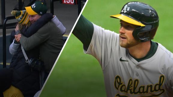 Josh Naylor hits a two-run HR and himself with his bat, helping the ...