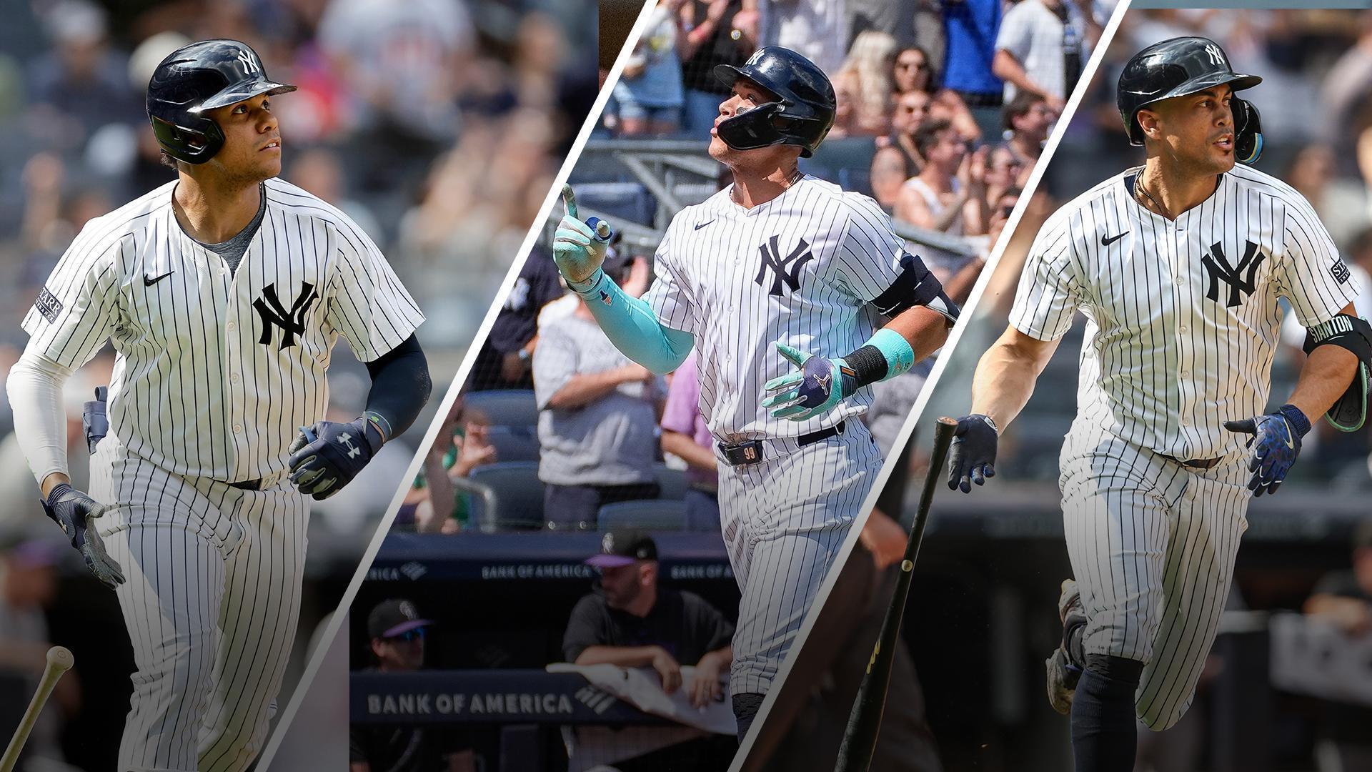 Aaron Judge becomes 5th player in MLB history with 3 50-homer seasons as Yankees beat Rockies 10 ...