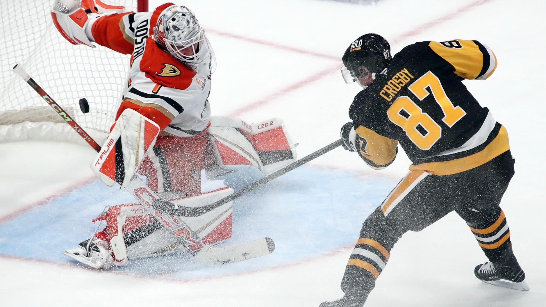 Sidney Crosby scores twice as Penguins edge Ducks 2-1 in overtime to end 6-game losing streak ...