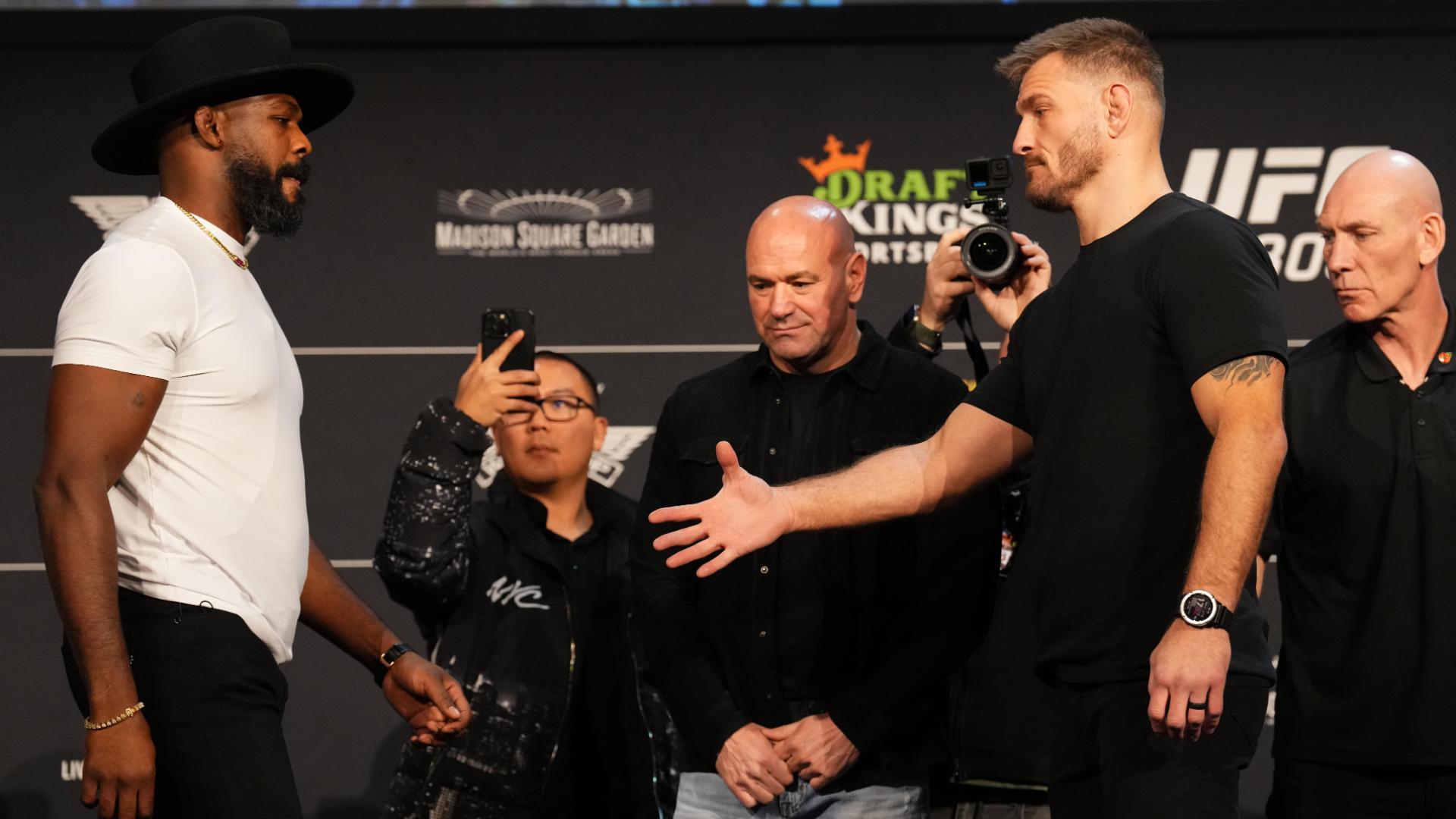 Jon Jones refuses to shake Stipe Miocic's hand at UFC 309 faceoff | MMA ...