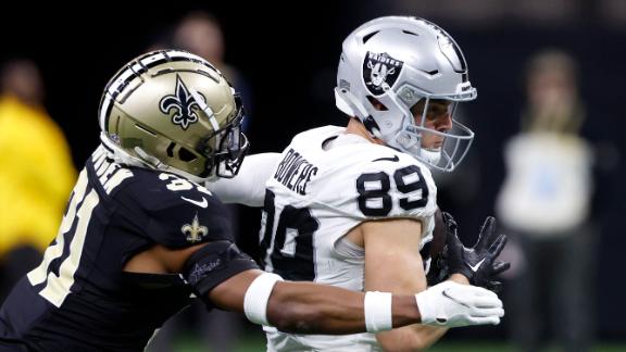 Brock Bowers sets NFL rookie records as the Raiders roll to a 25-10 victory over the Saints ...