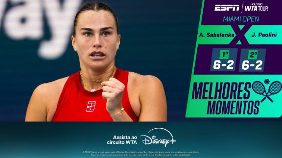 Sabalenka na final! Número um do mundo faz bonito vence Paolini por 2 ...