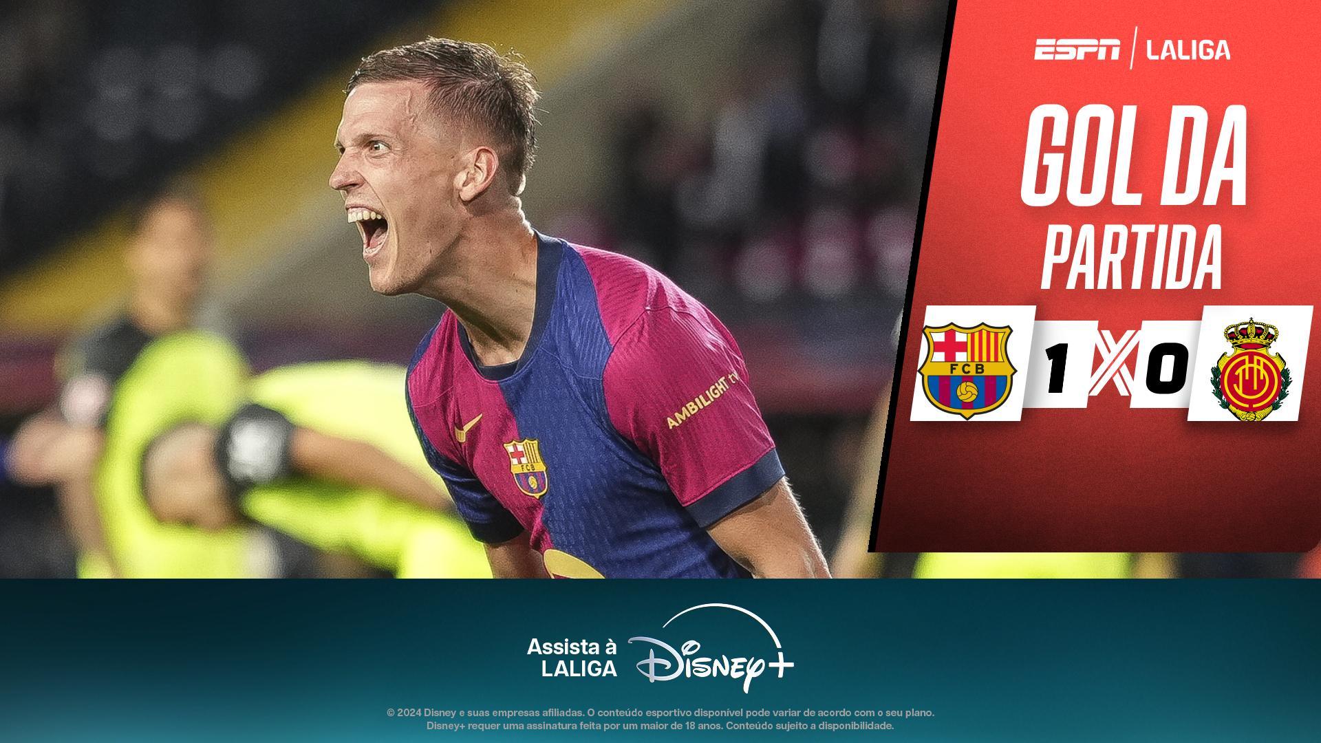 Gol do Barcelona! Dani Olmo manda 'tacada de sinuca' na área, tira do goleiro e abre o placar ...