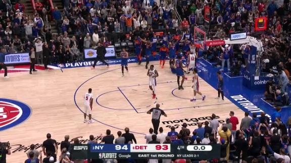 Brunson scores 32, Towns adds 27, Knicks beat Pistons as Game 4 ends with missed foul call ...