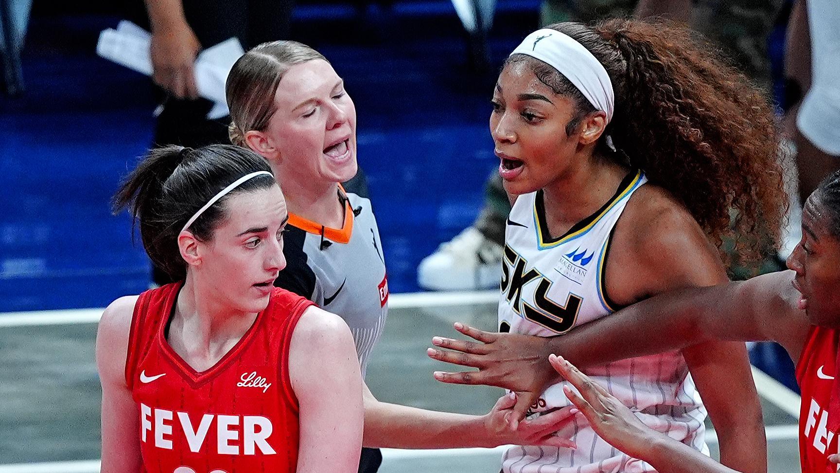 Clark has triple-double to lead Fever past Sky 93-58 as tempers flare after hard foul in 3rd ...