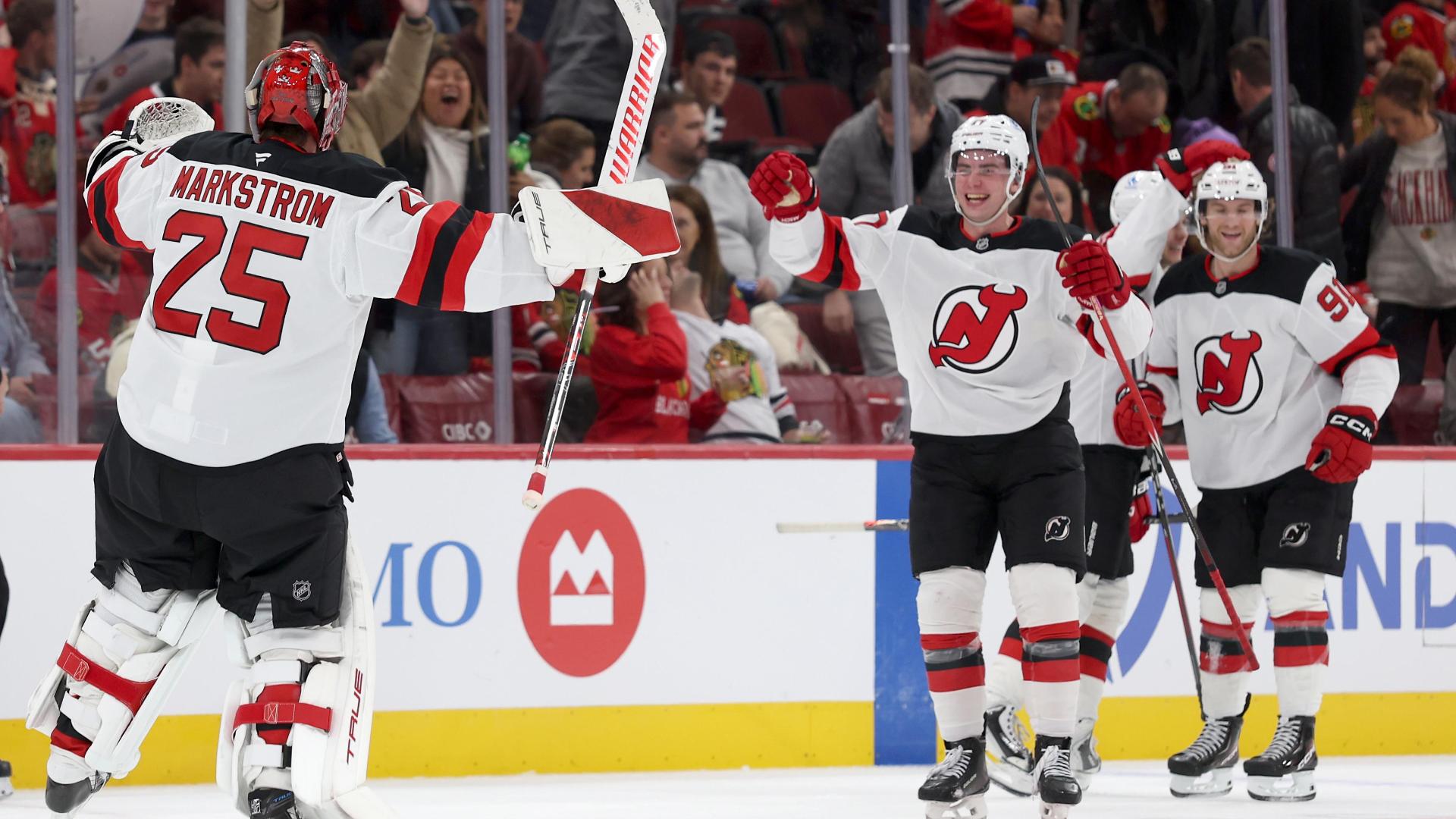 Simon Nemec scores 3rd goal of game in OT as Devils top Blackhawks 4-3 ...