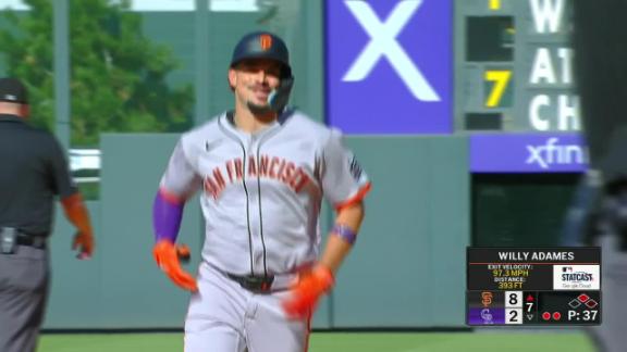 Drew Gilbert homers and gets 4 hits as Giants top Rockies 8-2 - ABC7 ...