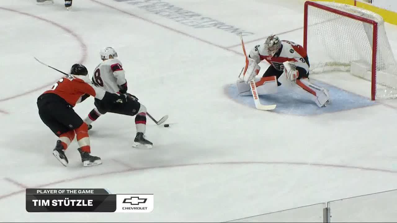 Tim Stutzle's goal 47 seconds into OT helps Senators beat Flyers 2-1 ...