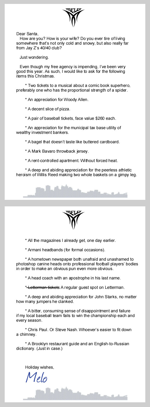 Does Denver Nuggets forward Carmelo Anthony want to join the New York ...