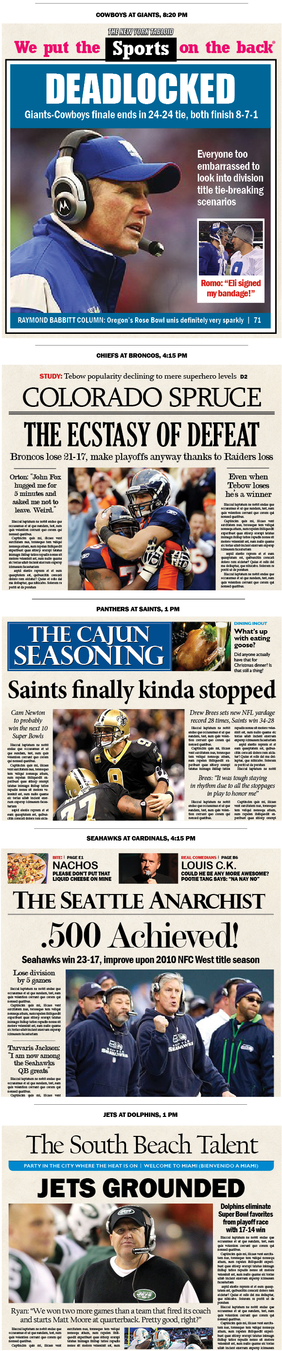 Next week's NFL newspaper headlines today, Week 17 - ESPN