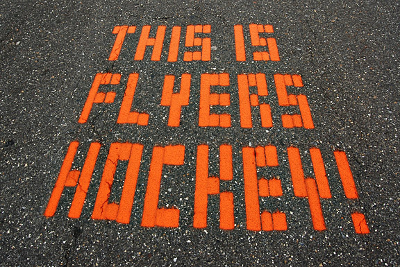 Flyers paint fans' messages on parking lot - ESPN - Fandom - ESPN ...