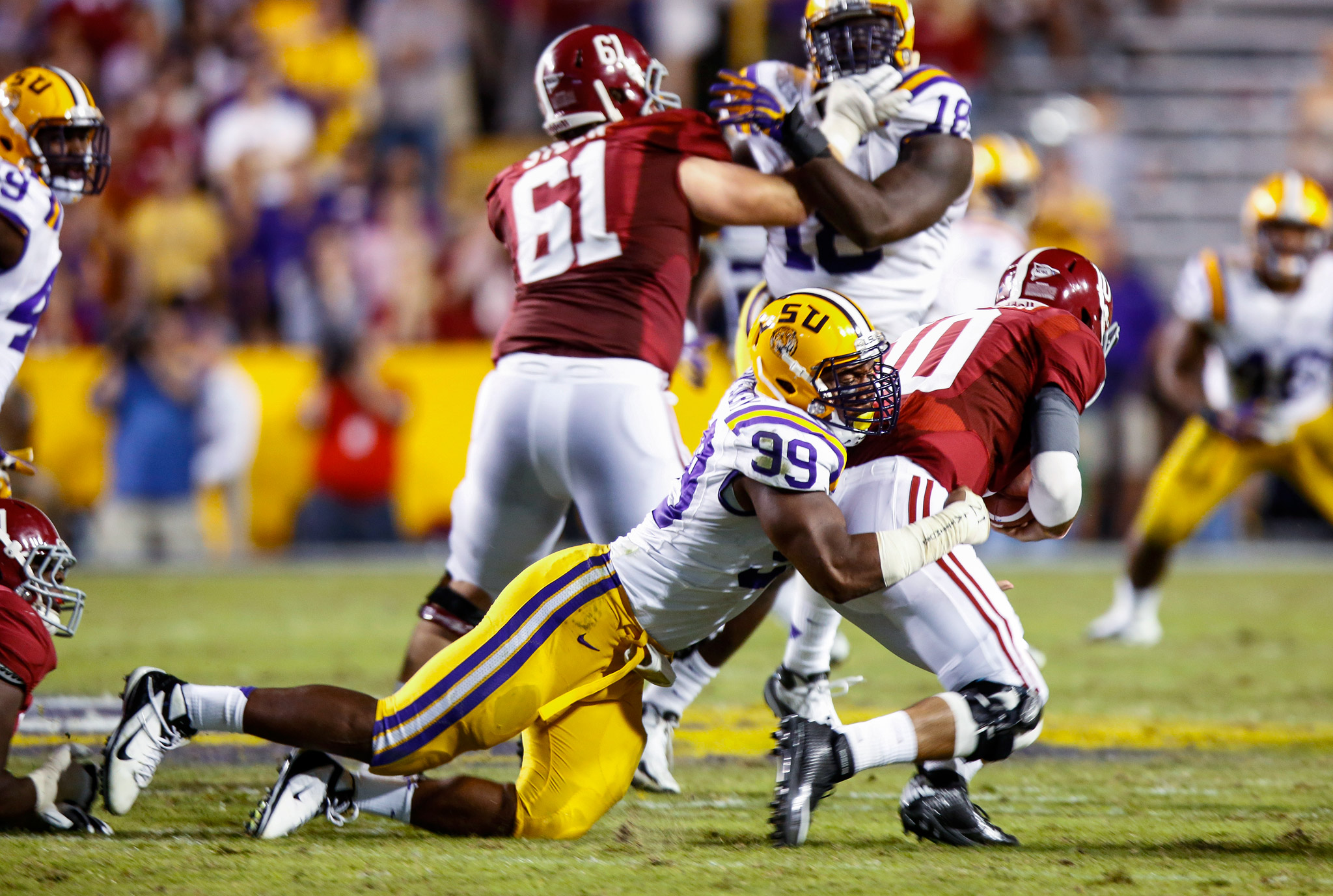 Sam Montgomery sacks A.J. McCarron - LSU-Alabama: One Day, One Helluva ...