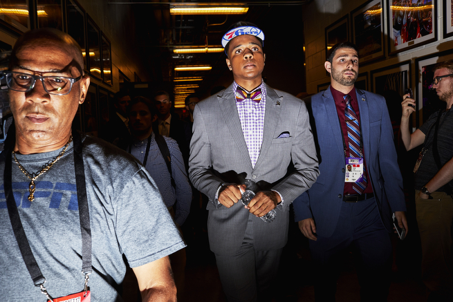 Lonzo Ball and Markelle Fultz at the 2017 NBA Draft