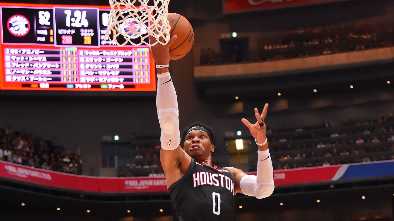 Russell Westbrook scores 13 points in Rockets preseason debut - ABC13 ...