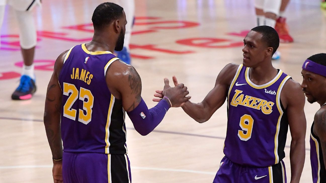 Lakers will work Rajon Rondo into starting point guard rotation - ABC7 ...
