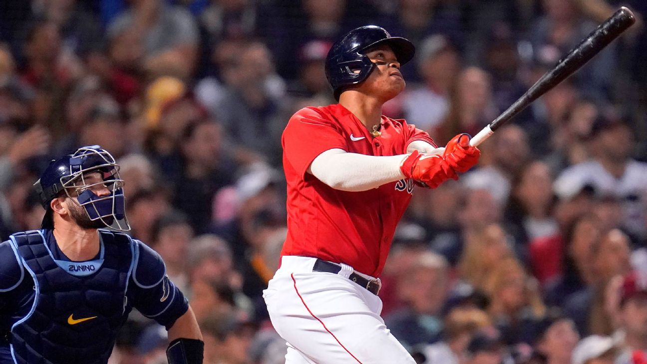 Boston Red Sox All-Star third baseman Rafael Devers (back) will miss at ...