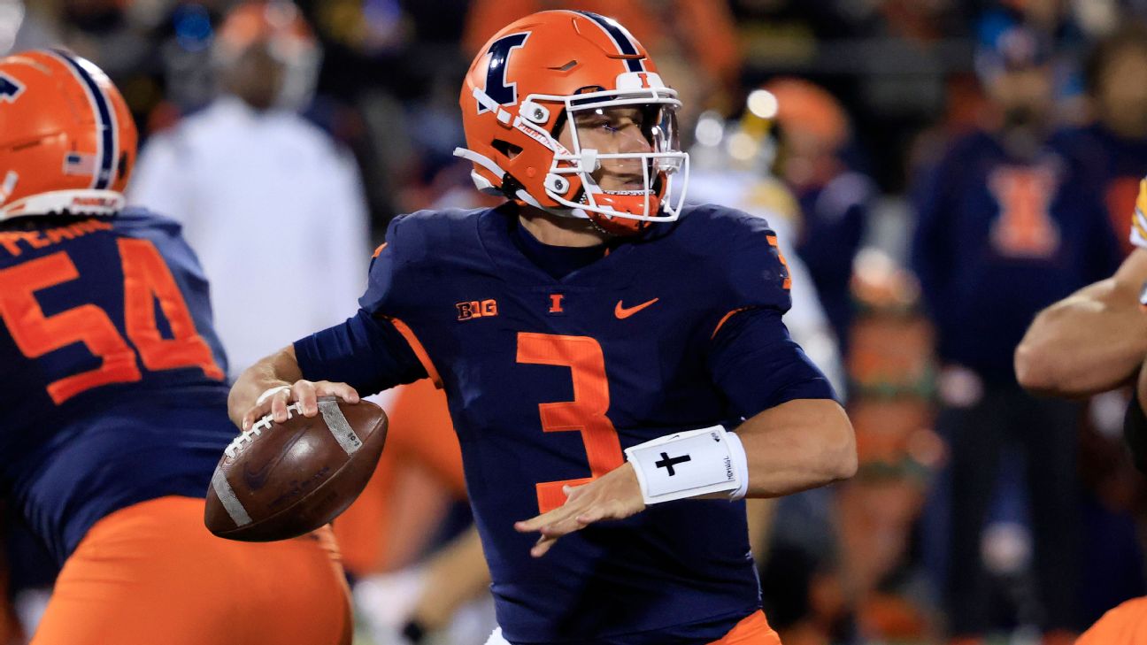 Status of Illinois QB Tommy DeVito (ankle) up in air - ABC7 Chicago