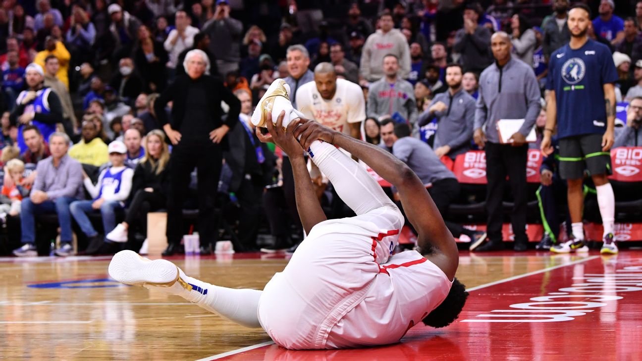 Sixers' Joel Embiid out at least 2 games with foot injury - 6abc ...