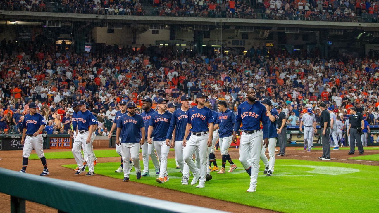 Benches clear in Rangers-Astros after Adolis Garcia's grand slam ...