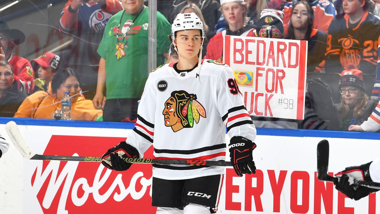 Chicago Blackhawks' Connor Bedard out 6-8 weeks with broken jaw - ABC7 ...