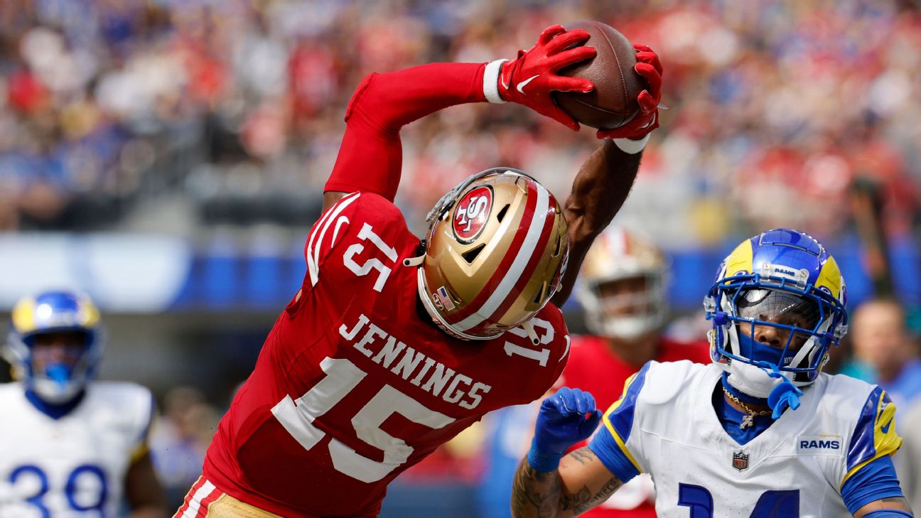 49ers' Purdy connects with Jennings for three TDs vs. Rams - ABC7 San ...