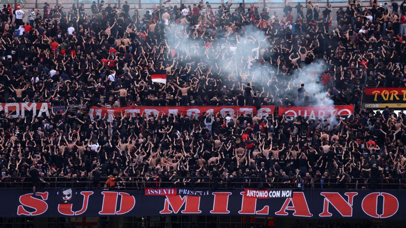 Ultras Ac Milan Rome, Italy. 29th Apr, 2023. AC Milan Ultras During AS