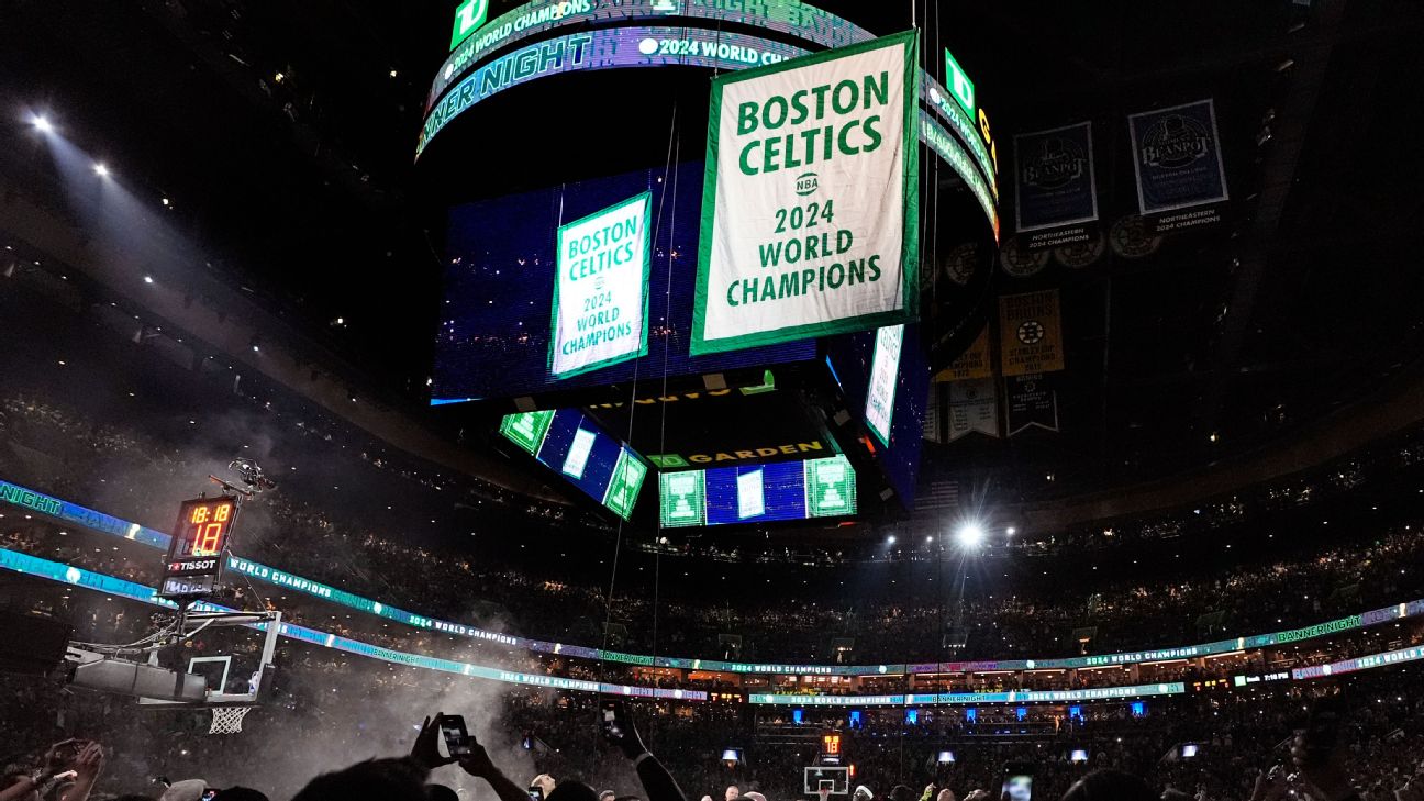 Celtics raise championship banner No. 18 with legends on hand - ABC7 ...