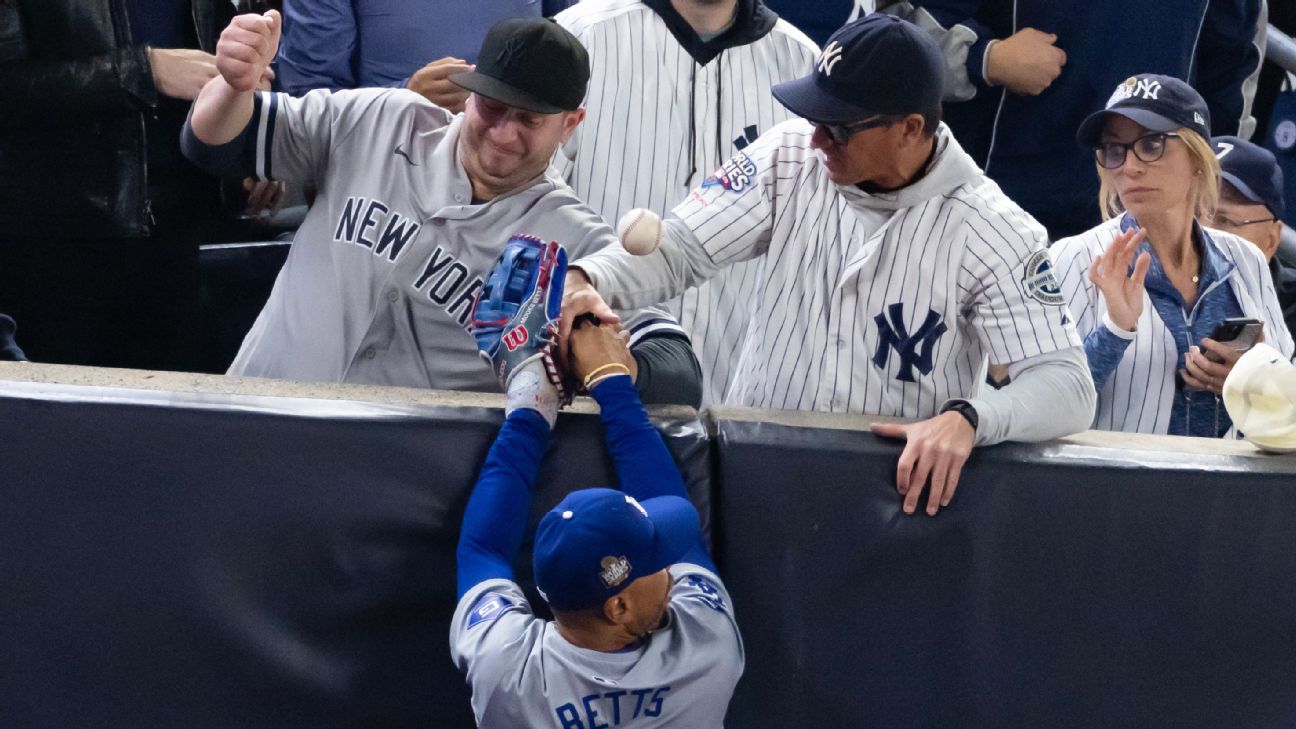 MLB bans two Yankees fans who interfered with Dodgers' Betts - ABC7 Los ...
