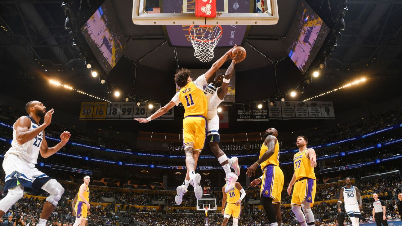 Anthony Edwards skies for poster over Jaxson Hayes in Wolves-Lakers ...