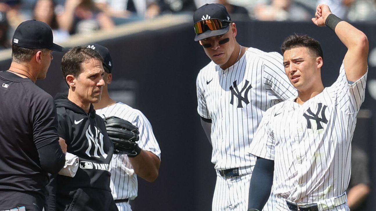 Volpe feeling 'OK' after injuring shoulder in Yankees' loss - ABC7 New York