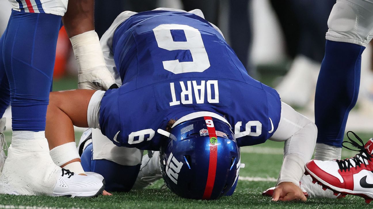 Giants rookie QB Jaxson Dart cleared after injury scare - ABC7 New York