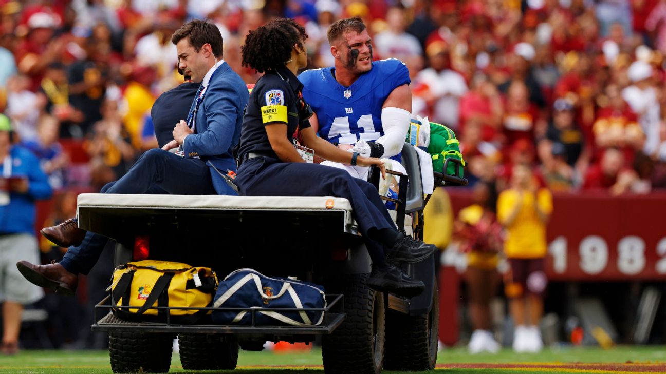 Key Giants LB Micah McFadden carted off with leg/foot injury - ABC7 New ...