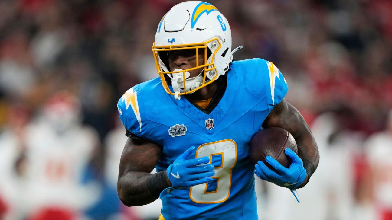 Source: Chargers RB Omarion Hampton expected to return Monday - ABC30 ...