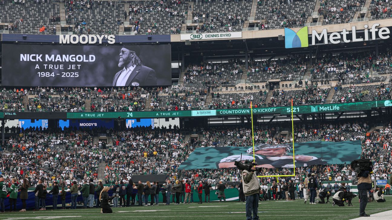 Aaron Glenn's Nick Mangold speech inspires Jets ahead of victory - ABC7 ...
