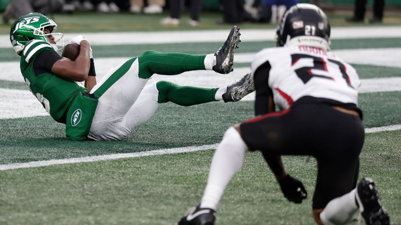 Jets' Adonai Mitchell gets redemption from gaffe, scores 1st TD - ABC7 ...