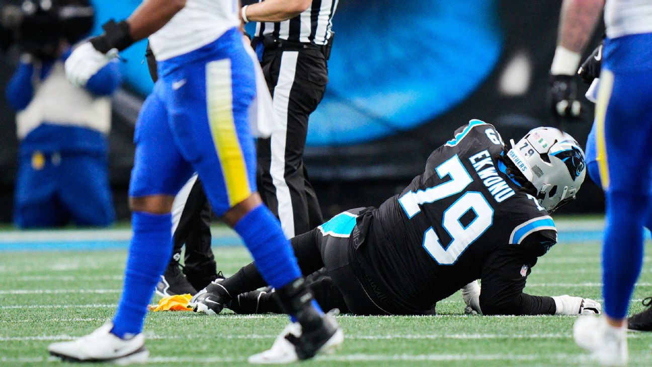Panthers LT Ickey Ekwonu suffered patellar tendon rupture - ABC11 ...